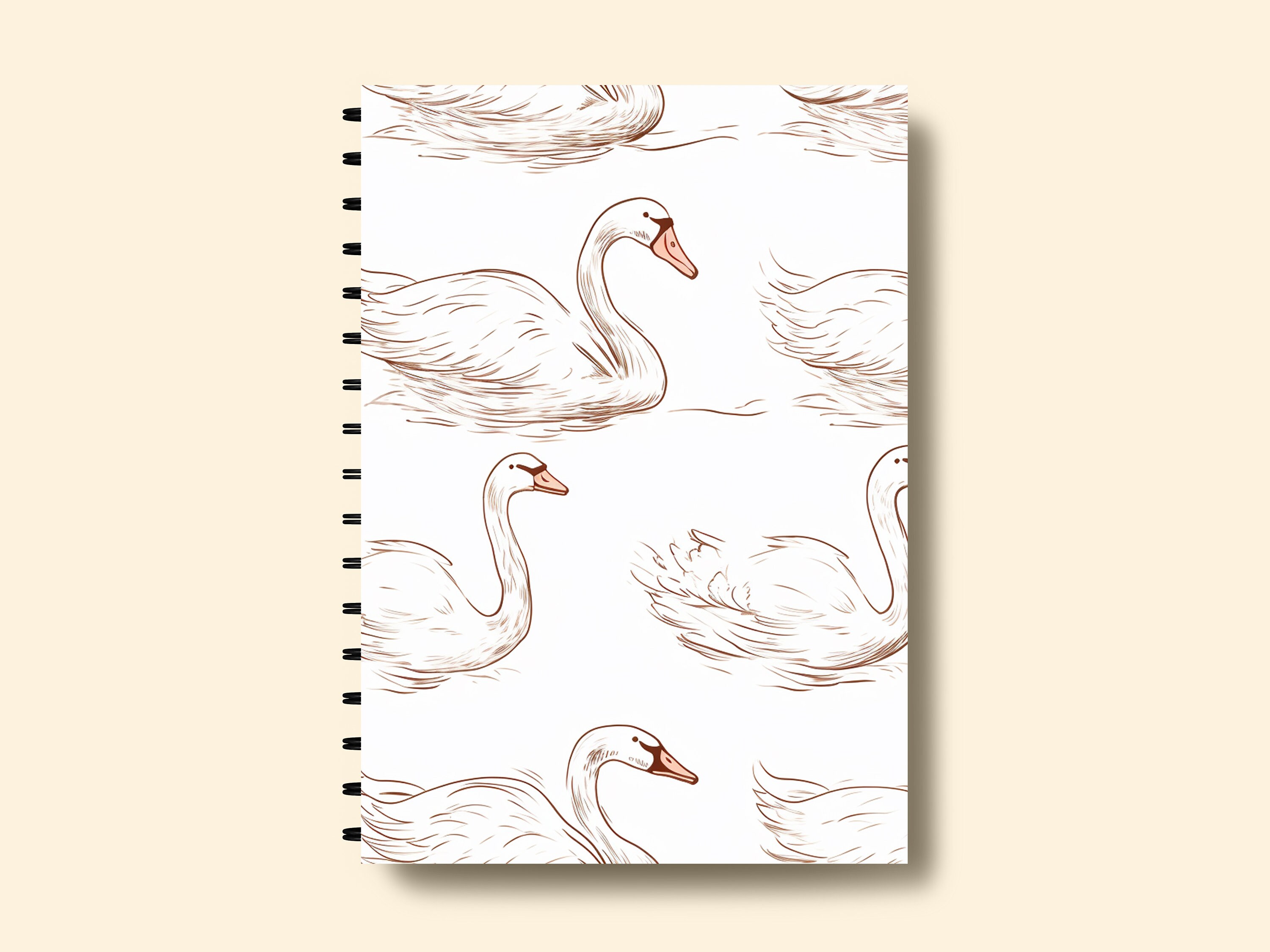 Seamless Swan Pattern, Sketched Swans Seamless Background Pattern, Cute ...