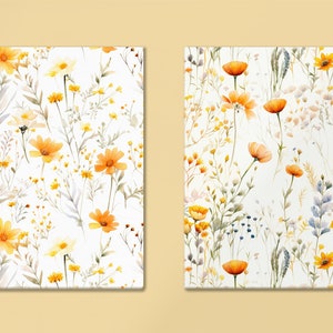 Watercolor Floral Clipart Orange Yellow Watercolor Wildflower Borders ...