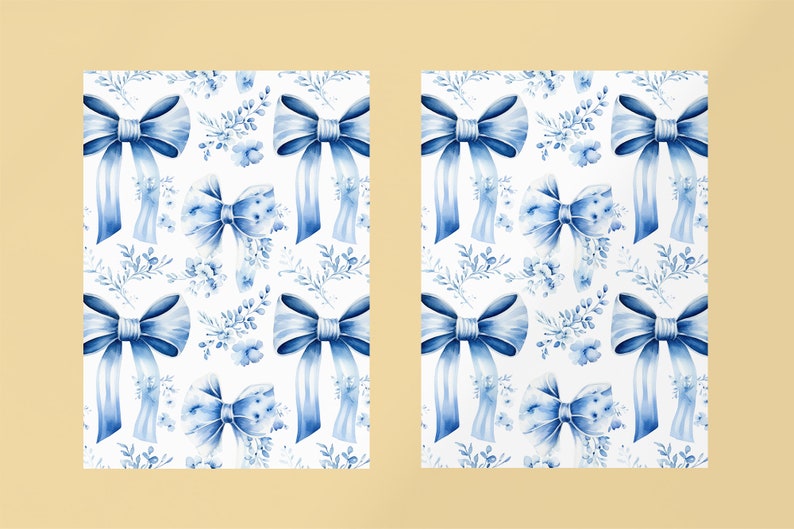 Blue Bow Seamless Pattern, Blue Bow Background, Watercolor Bow ...