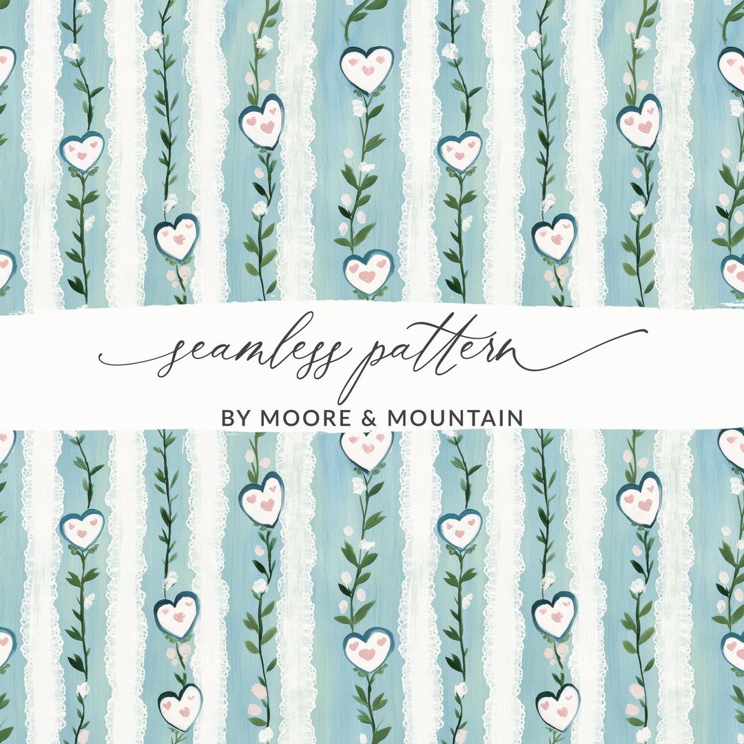 Heart Stripe Digital Paper, Seamless Pattern, Valentines Day Theme ...