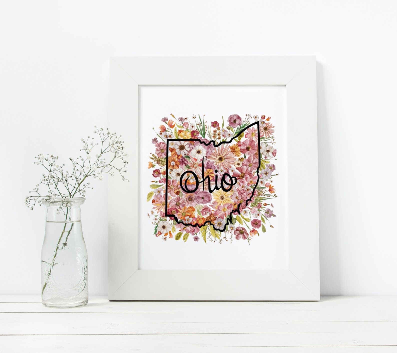State of Ohio Clipart, Ohio State PNG, Floral Ohio State With Flowers ...