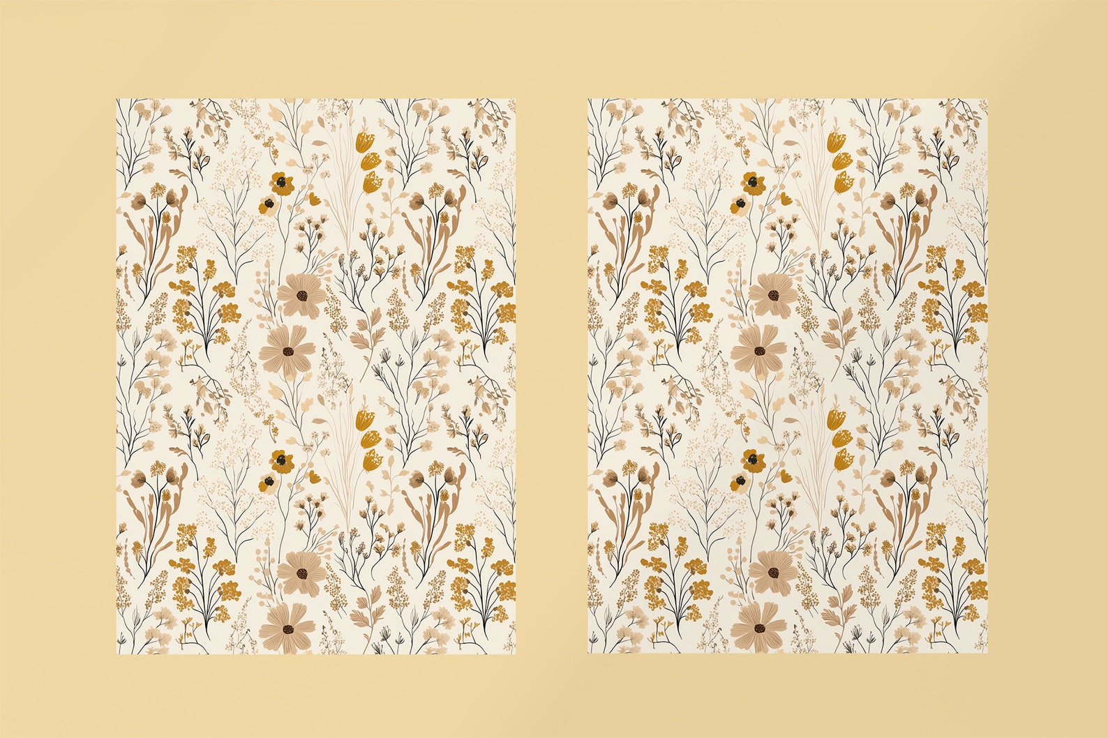 Neutral Wildflower Seamless Boho Wildflower Background Pattern Gentle ...