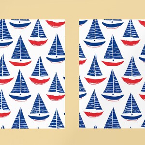 Seamless Cute Sailboat Pattern, Simple Sailboat Pattern, Blue Boat ...