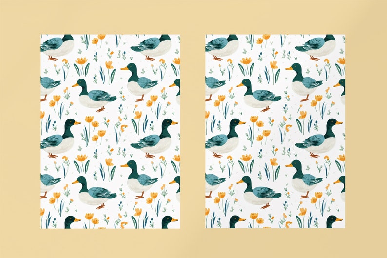 Cute Spring Ducks Seamless Pattern, Cute Ducks Repeating Background ...