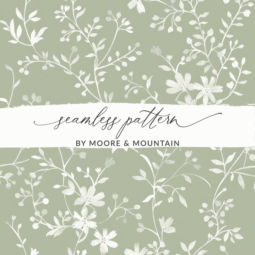 Seamless Sage Green Pattern, Dainty Sage Green Leaves and Branches ...