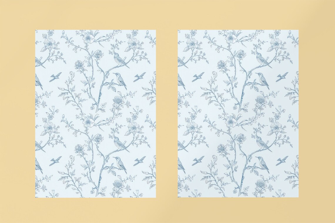 Seamless Toile Pattern, Light Blue Toile Dainty Toile, Delicate Toile ...