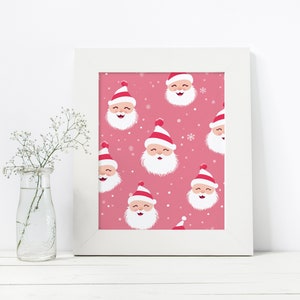 Retro Pink Santa Seamless Background, Seamless Vintage Santa Pattern ...