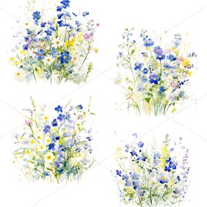 25 Seamless Meadow Borders, Blue Wildflower Borders, Seamless Blue ...
