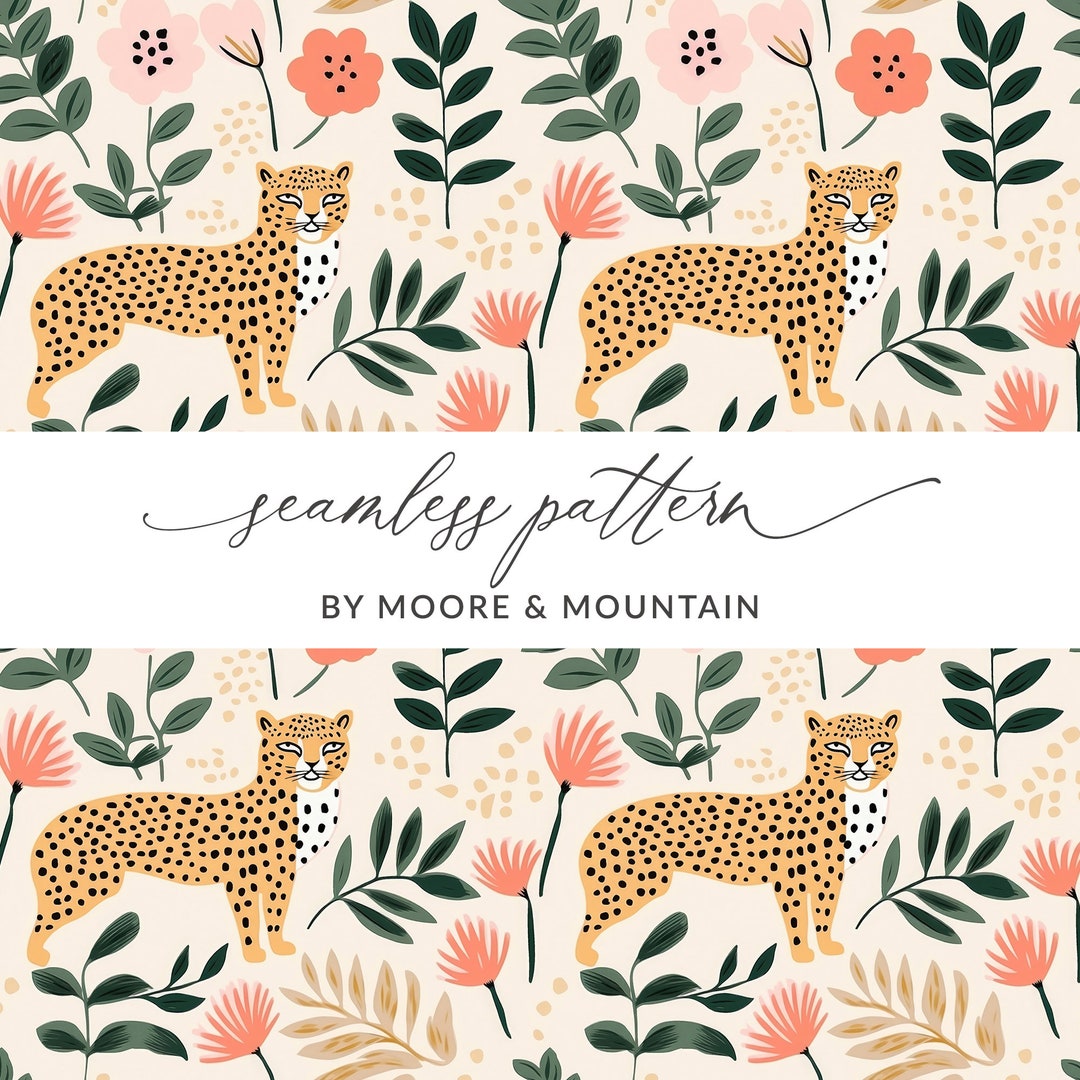 Handdrawn Cheetah Seamless Pattern, Cute Cheetah Pattern, Girly Cheetah ...