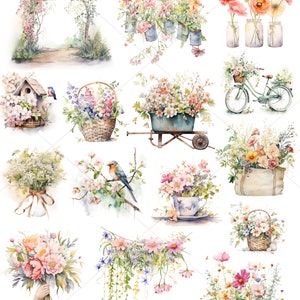 Watercolor Spring Clipart Collection, Spring Clipart Set, Whimsical ...