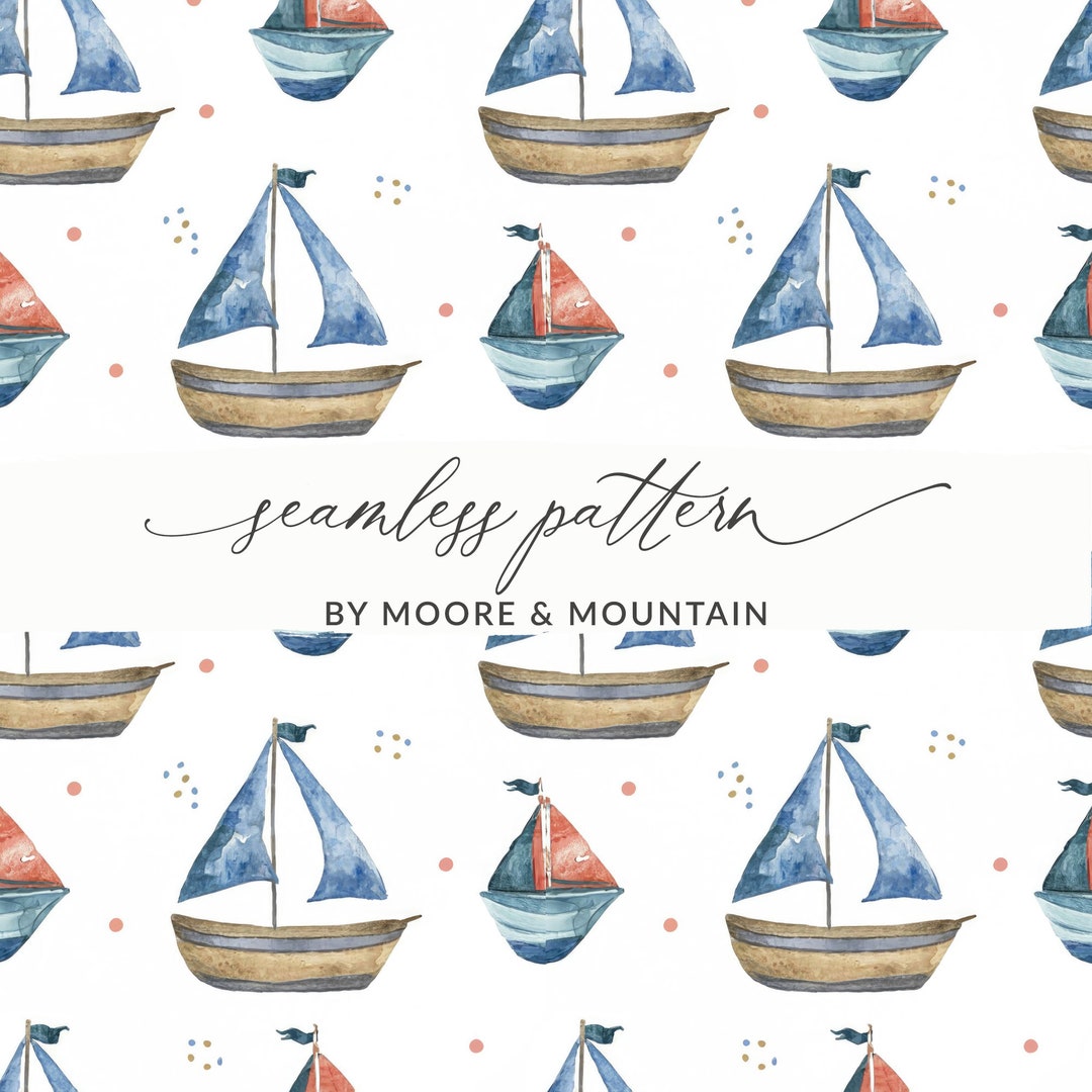 Watercolor Sailboat Background Pattern, Seamless Sailboat Pattern ...