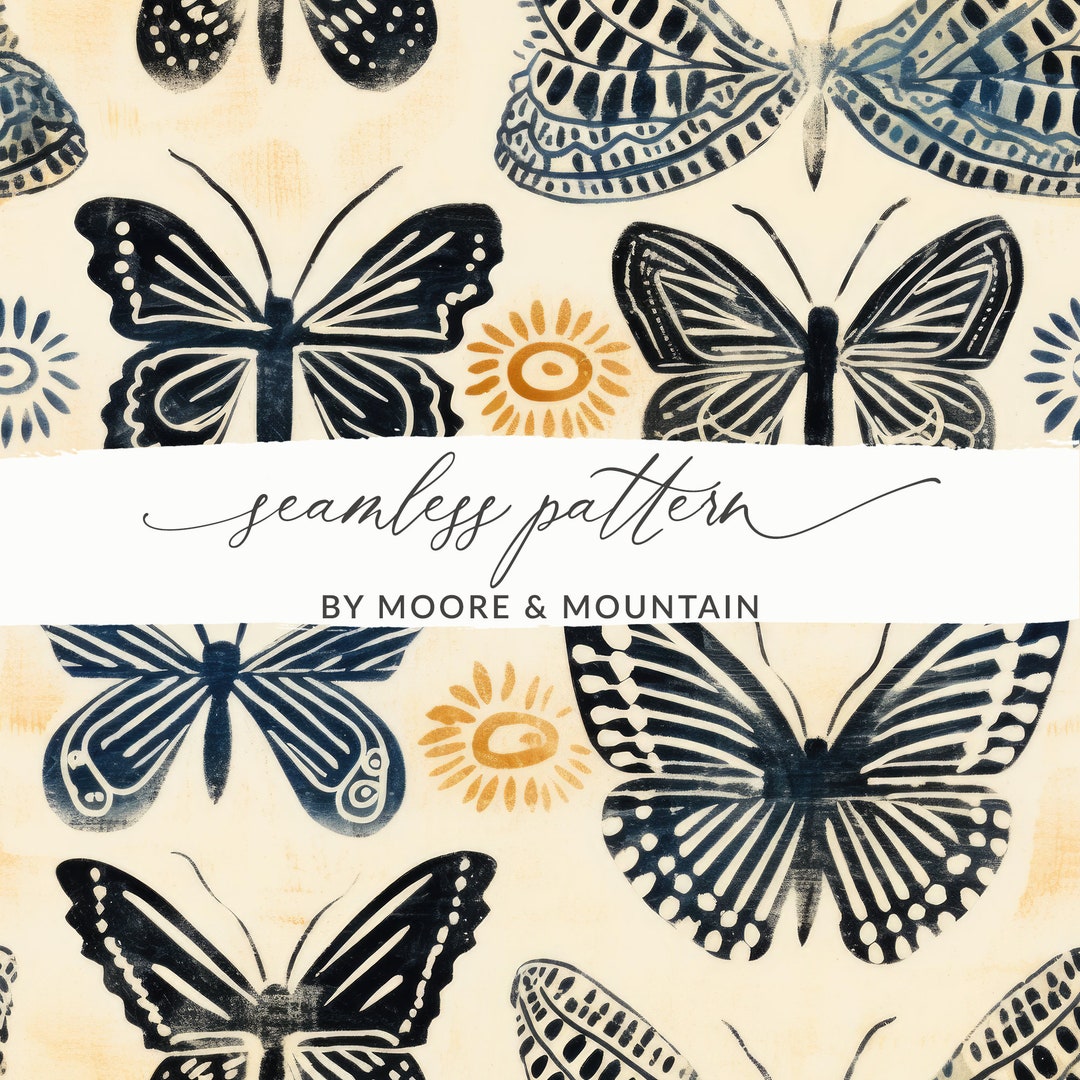 Seamless Black Butterflies Digital Paper Black Butterfly Pattern ...
