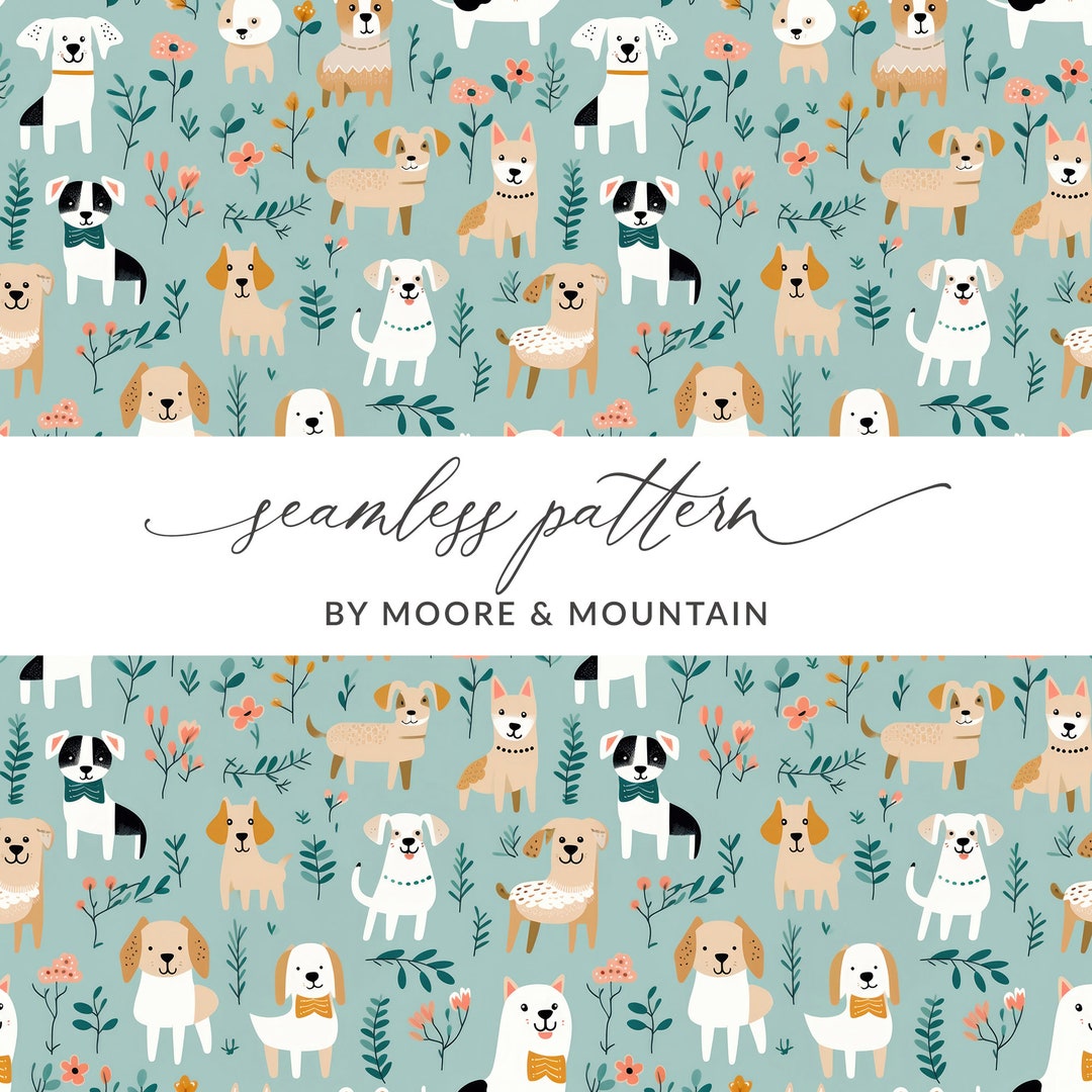 Dogs Repeating Background Seamless Dogs Pattern, Digital Pattern Dogs ...