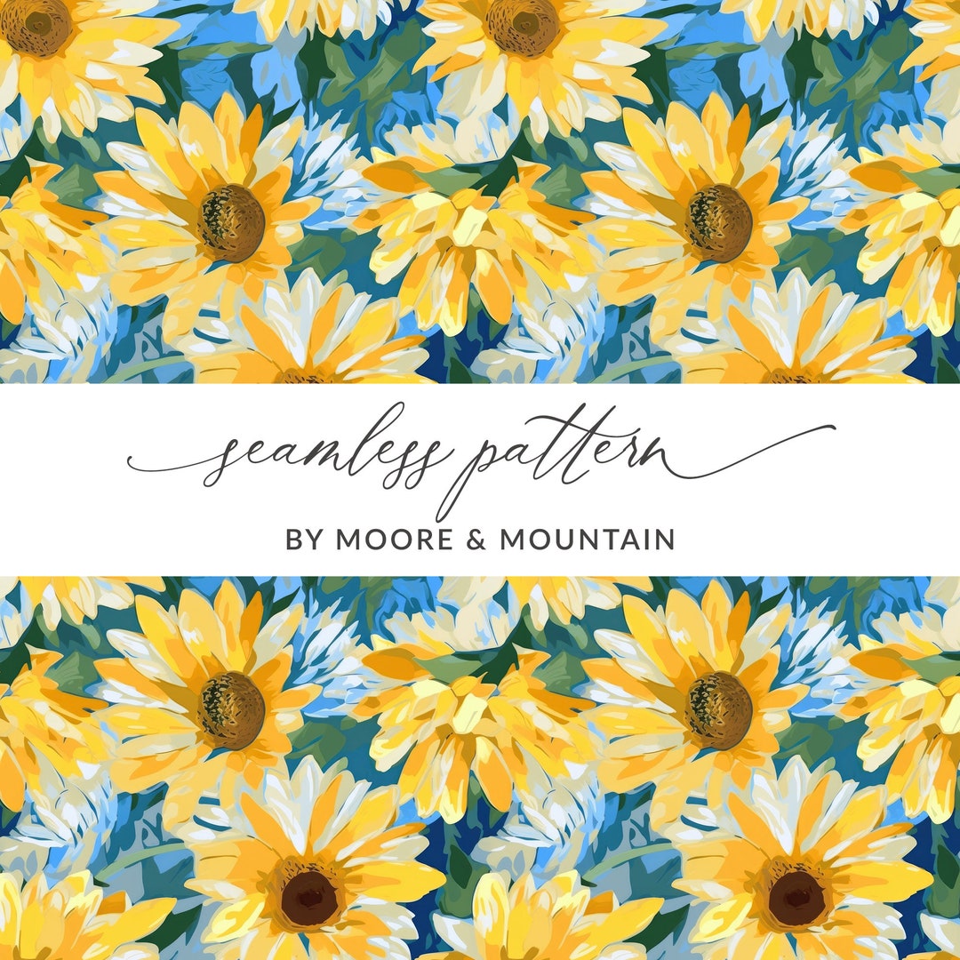 Impressionist Sunflower Seamless Background, Sunflower Oil Painting ...