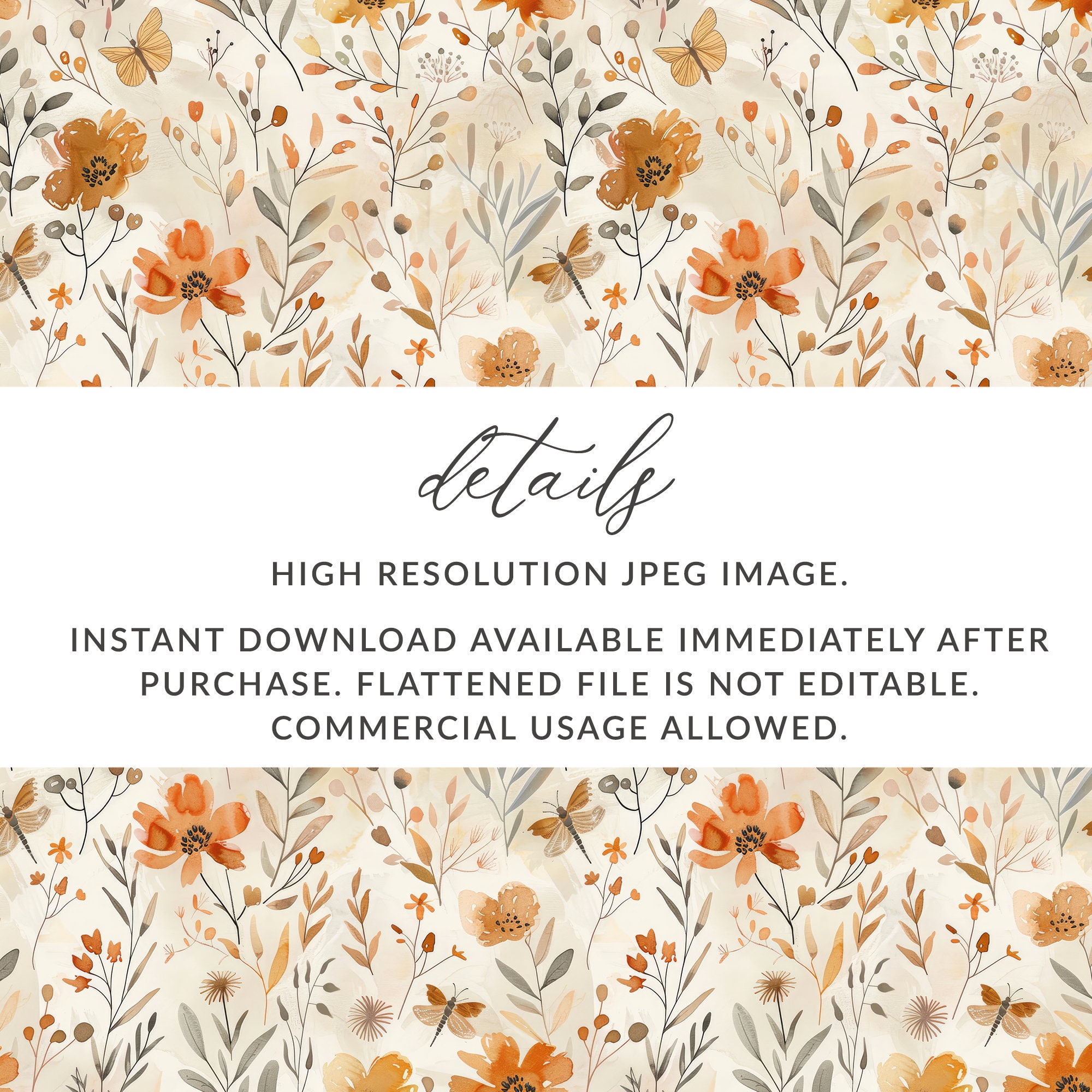 Fall Cottagecore Meadow Seamless Background Pattern Fall Meadow ...