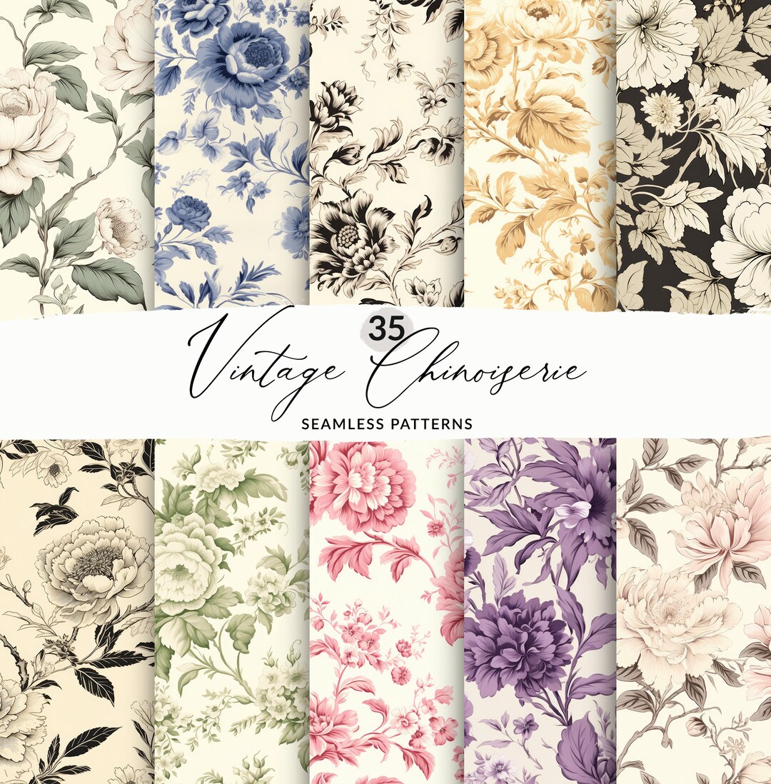 Seamless Toile Patterns, Seamless Chinoiserie Patterns, Seamless ...