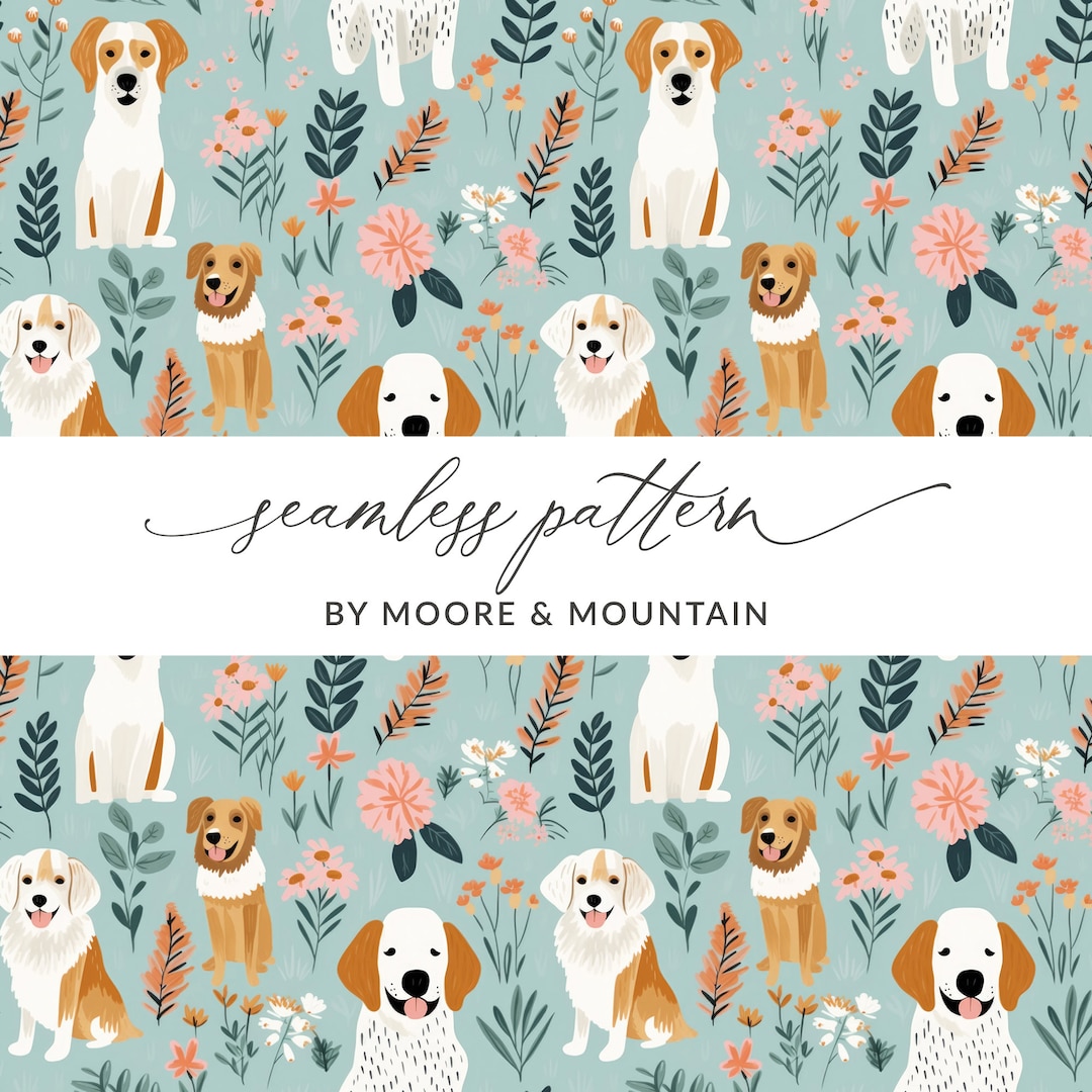 Cute Dogs Seamless Background, Repeating Dogs Pattern, Dog Illustration ...