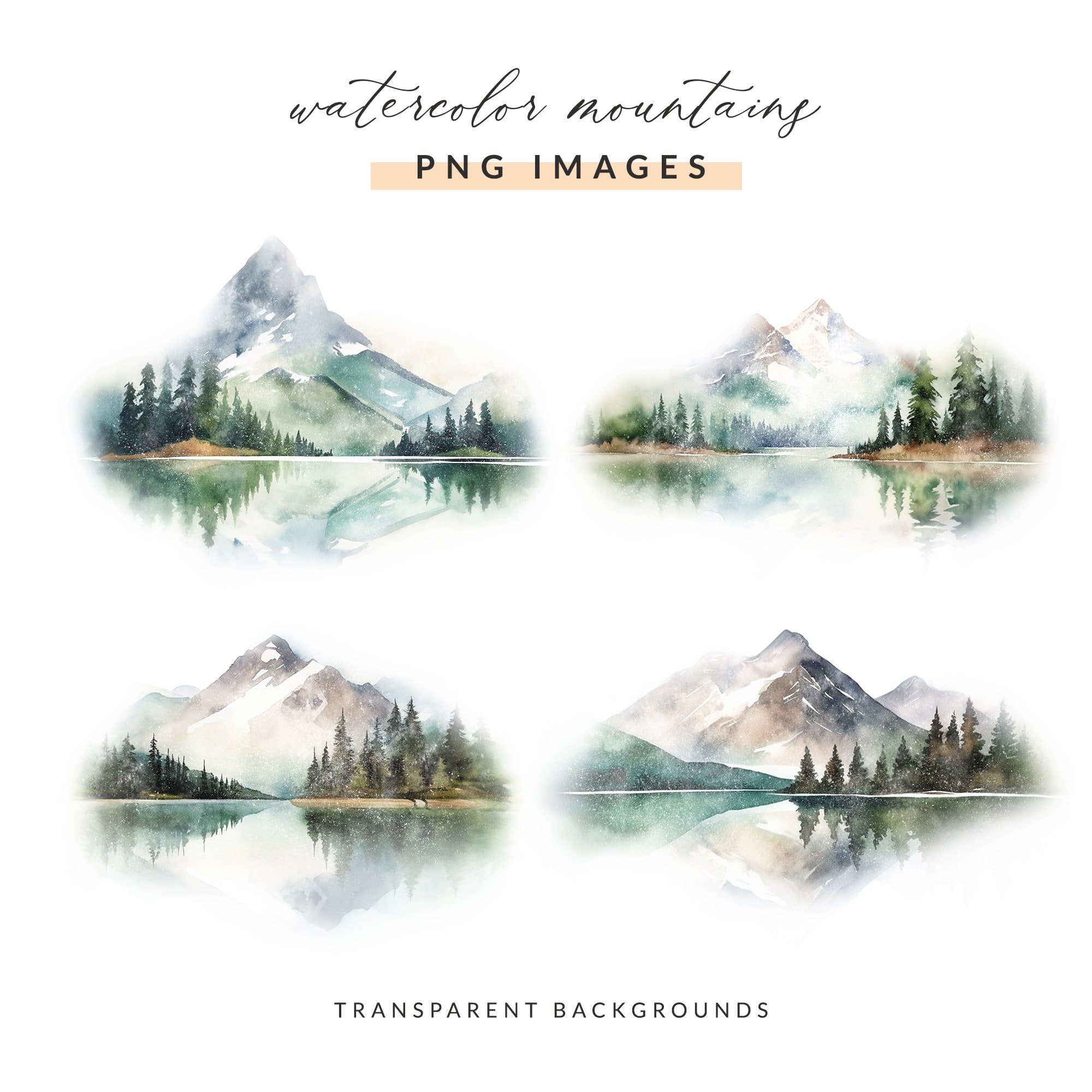 Watercolor Mountains Clipart, Watercolor Mountains PNG Images, Mountain ...