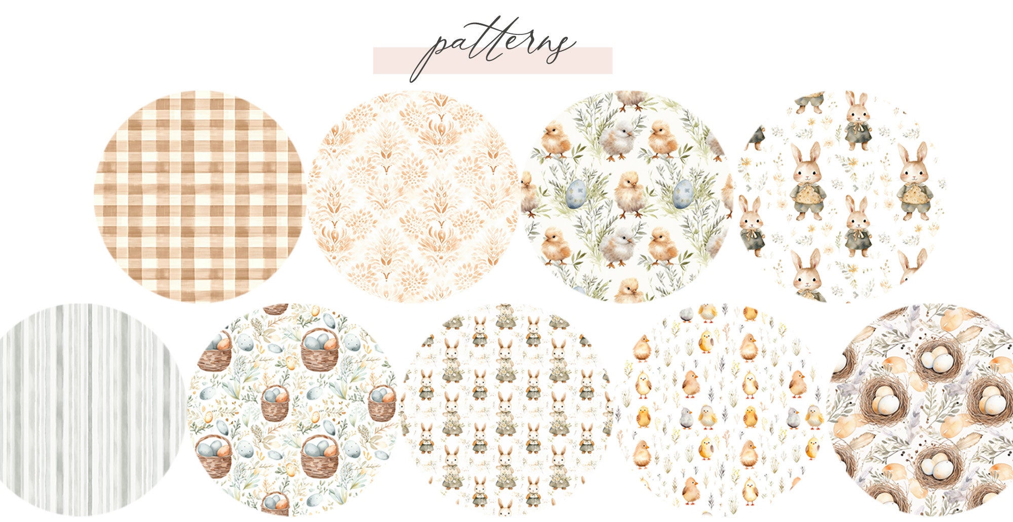 Rustic Easter Digital Paper Pack, Boho Easter Seamless Pattern Set ...