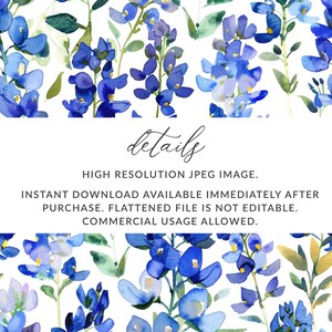 Watercolor Bluebonnets Seamless Pattern, Painted Bluebonnets, Spring ...