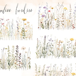 Dainty Wildflower Borders, Boho Wildflower Borders, Field Flowers ...
