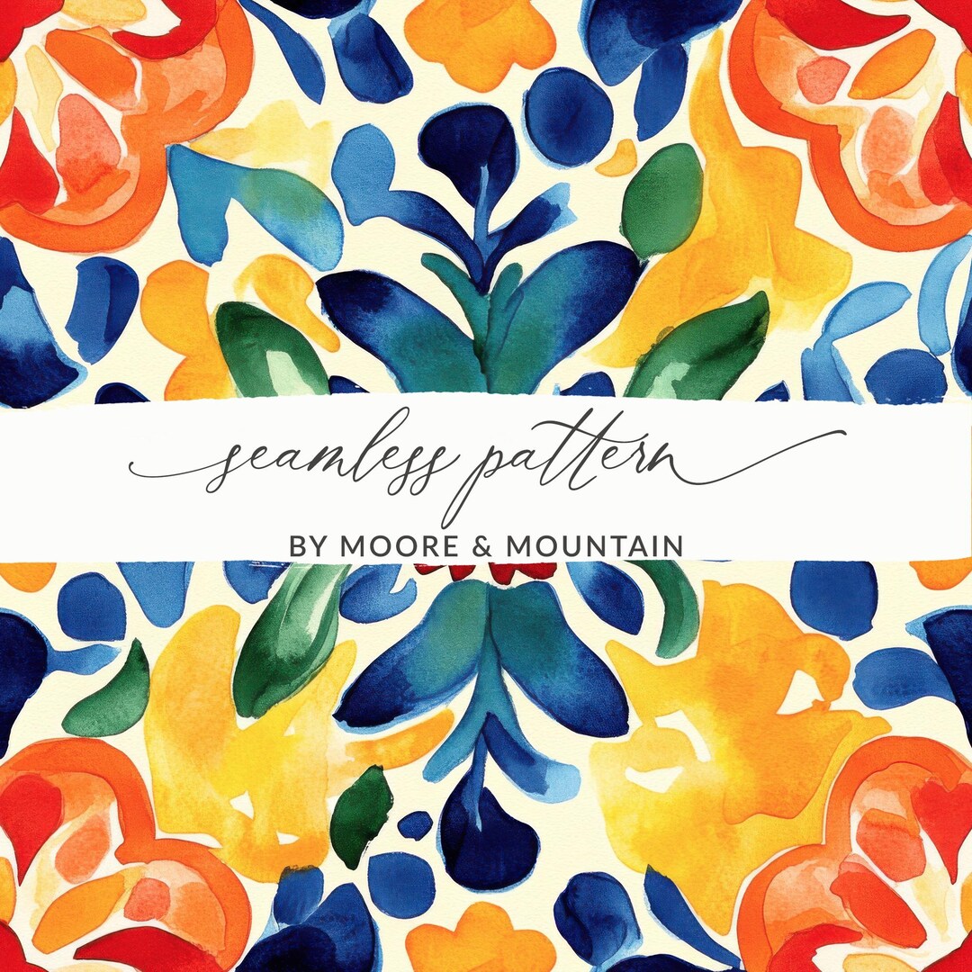 Mexican Tile Seamless Background Mexican Seamless Pattern Watercolor ...