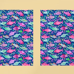 Preppy Fish Seamless Pattern, Seamless Preppy Fish Background, Colorful ...