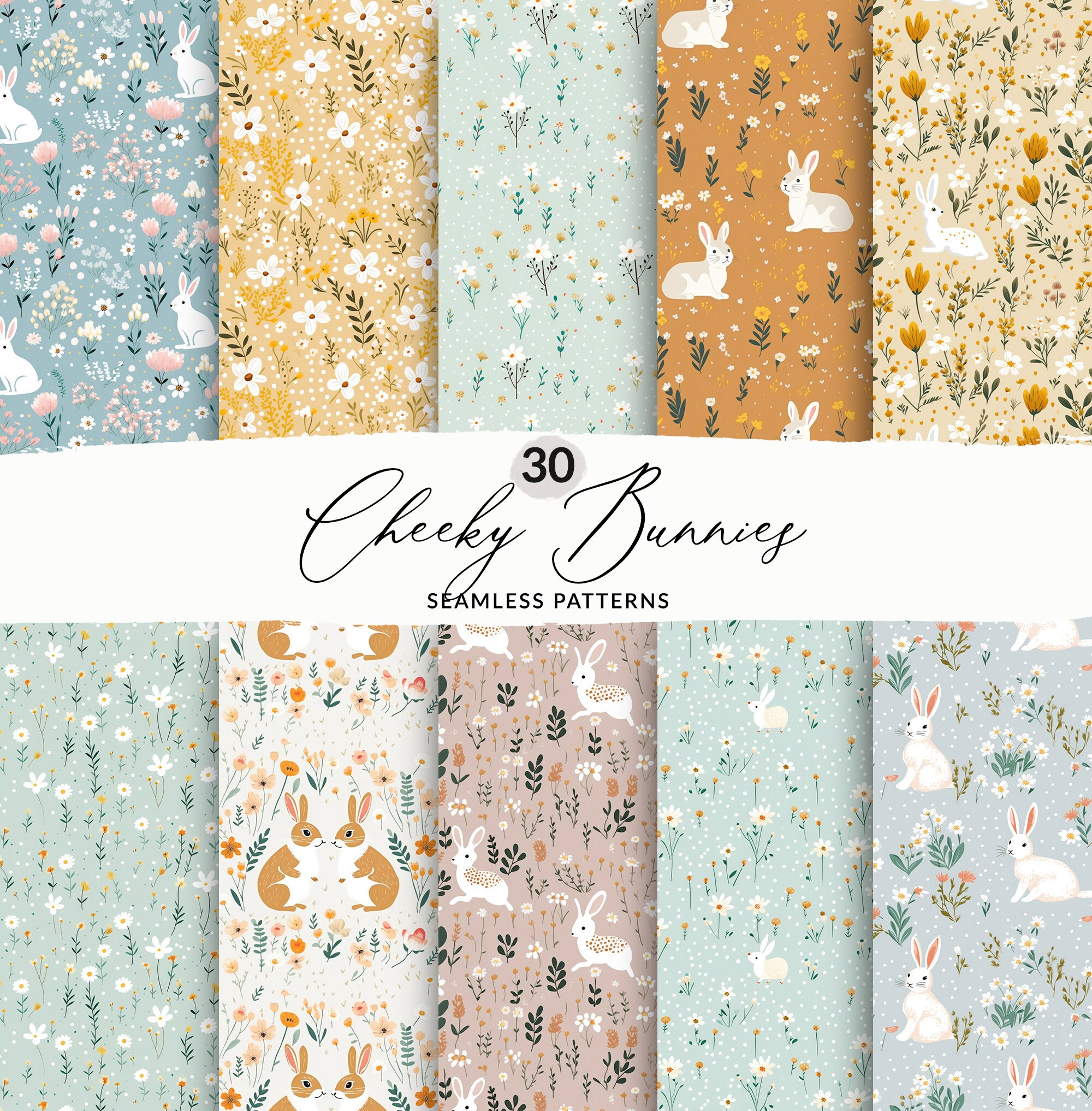 Seamless Bunny Patterns Digital Bunnies Seamless Backgrounds ...