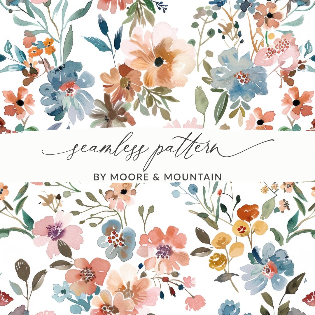 Watercolor Folk Art Floral Background Pattern, Pastel Folk Art Seamless ...