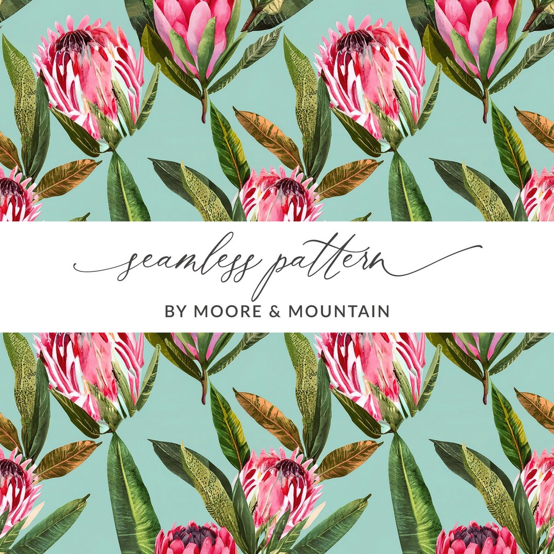 Seamless Protea Background, Protea Plant Pattern, Seamless Protea ...