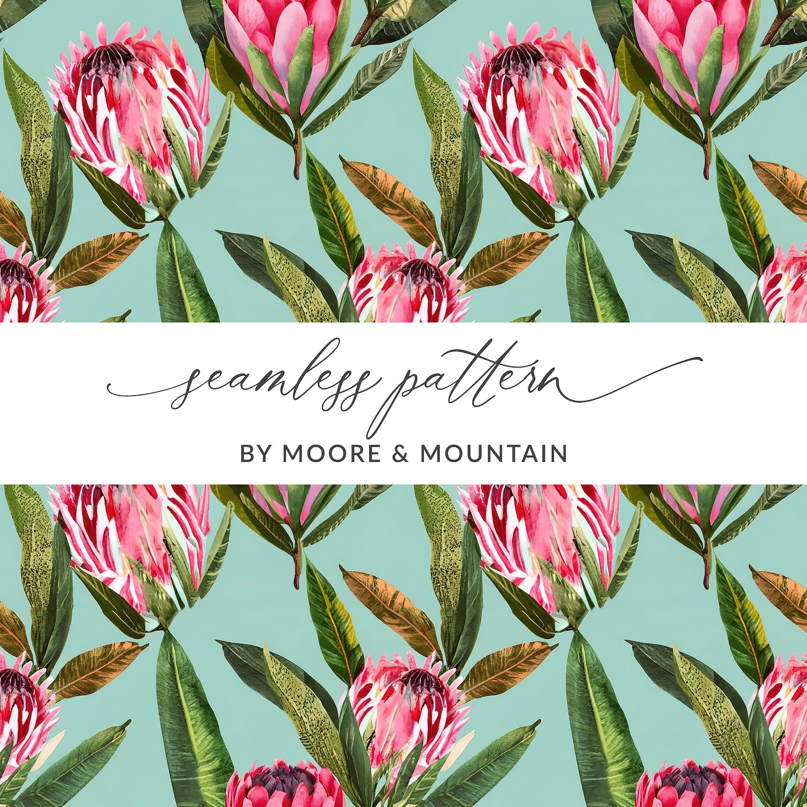 Seamless Protea Background, Protea Plant Pattern, Seamless Protea ...
