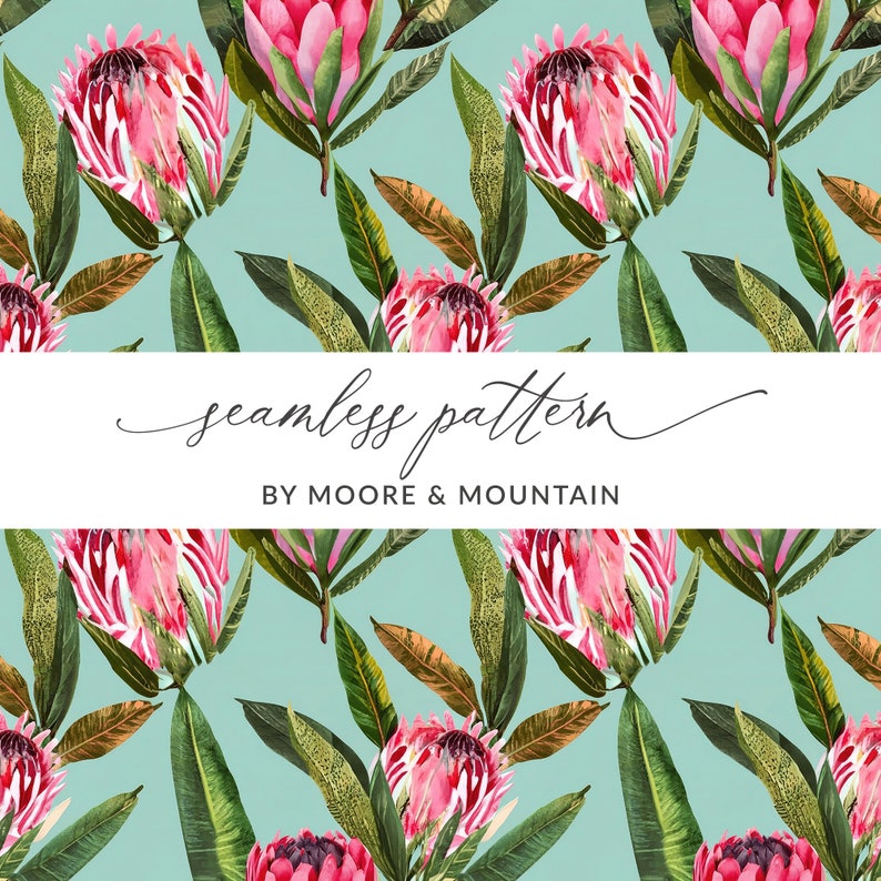Seamless Protea Background, Protea Plant Pattern, Seamless Protea ...