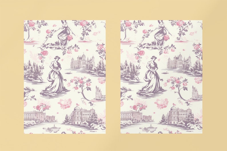 Pink Toile Seamless Pattern, Elegant Toile Seamless Background ...