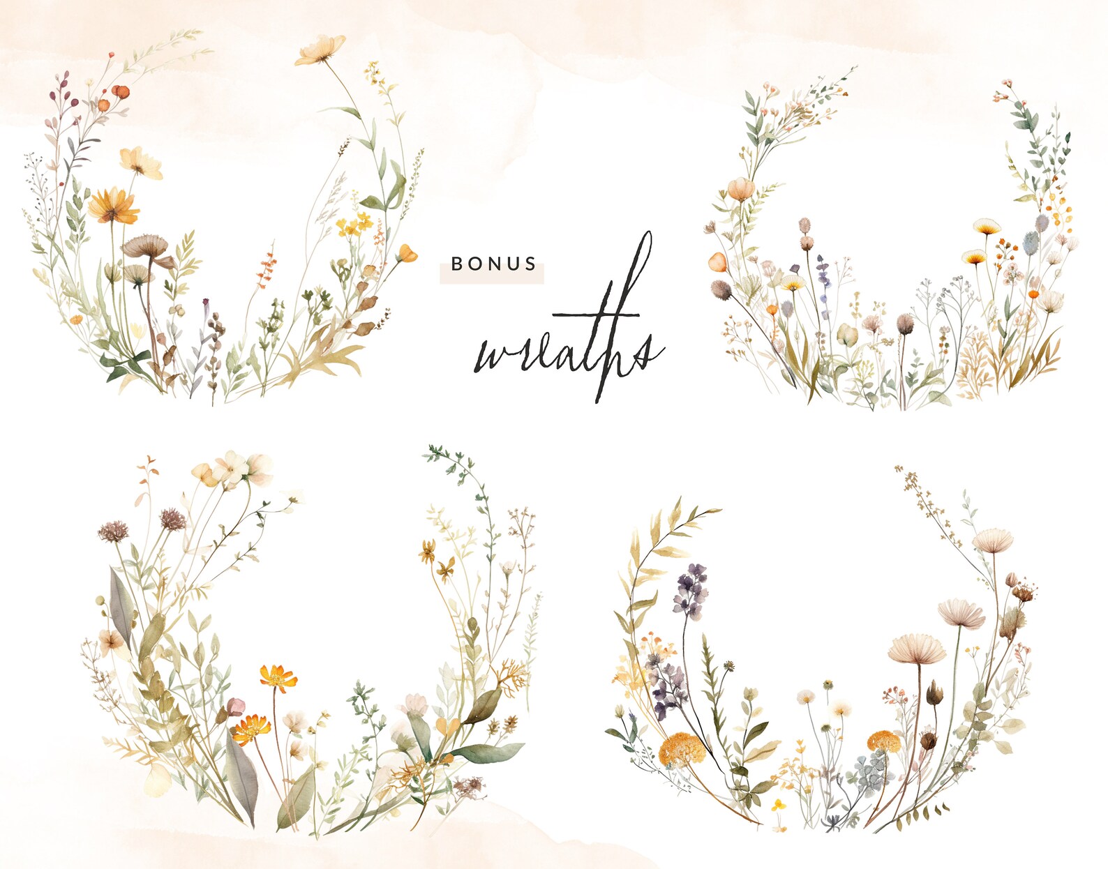 Dainty Wildflower Borders, Boho Wildflower Borders, Field Flowers ...