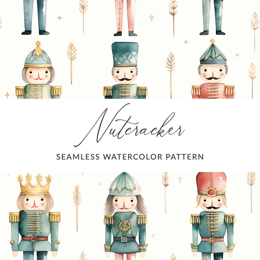 Christmas Seamless Nutcracker Pattern, Watercolor Nutcracker Digital ...