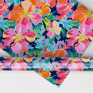 Hawaiian Floral Preppy Pattern Background, Seamless Hibiscus Floral ...