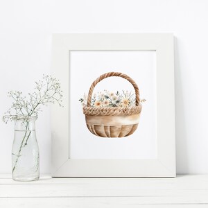Watercolor Basket Clipart Boho Easter Basket Clipart, Boho Watercolor ...