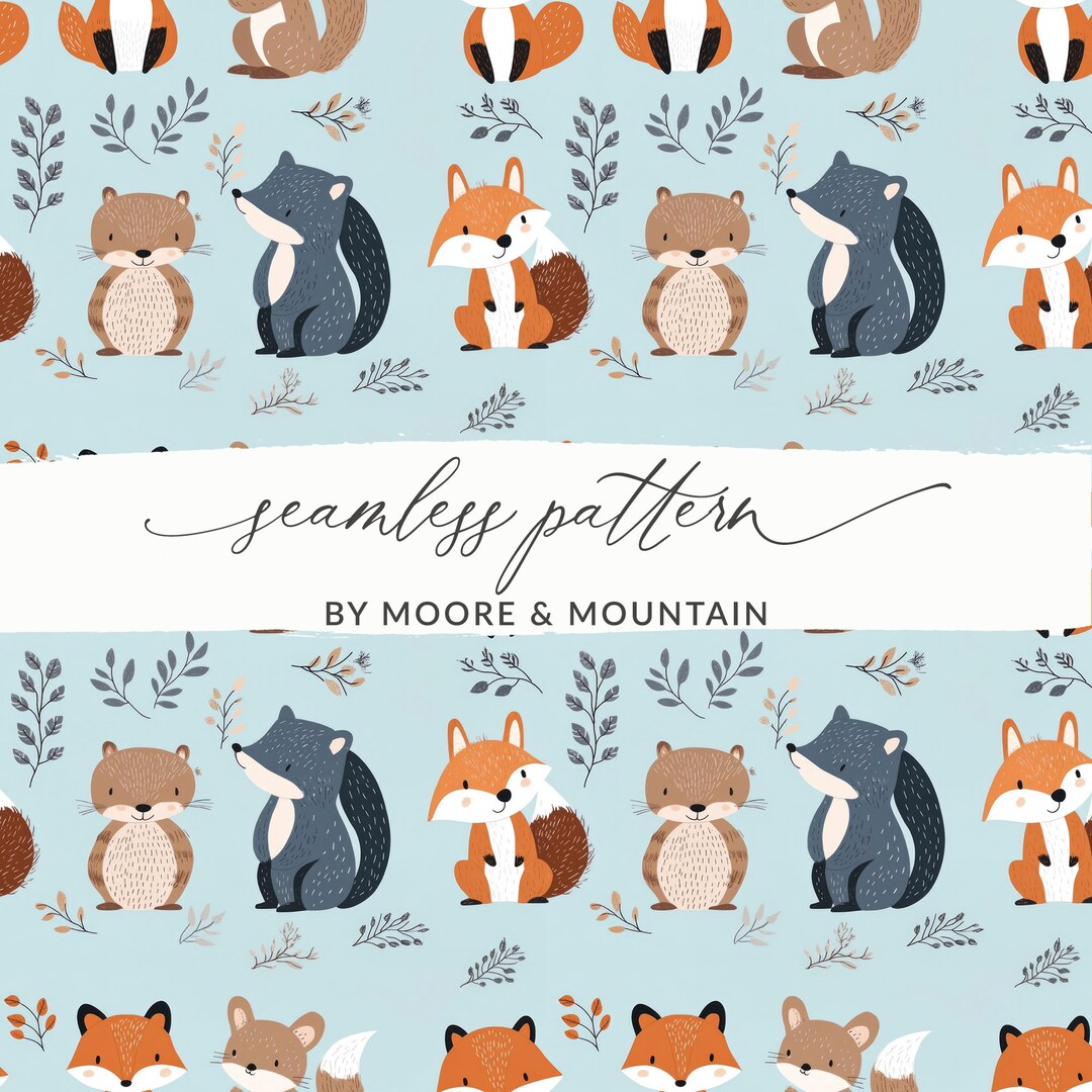Cute Woodland Animals Background Pattern Handdrawn Woodland Seamless ...