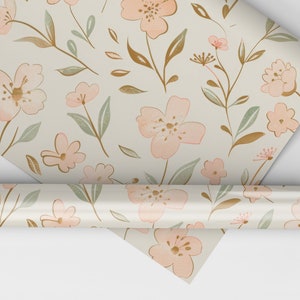 Dusty Pink Seamless Flower Print Pattern, Cute Flower Stems Seamless ...