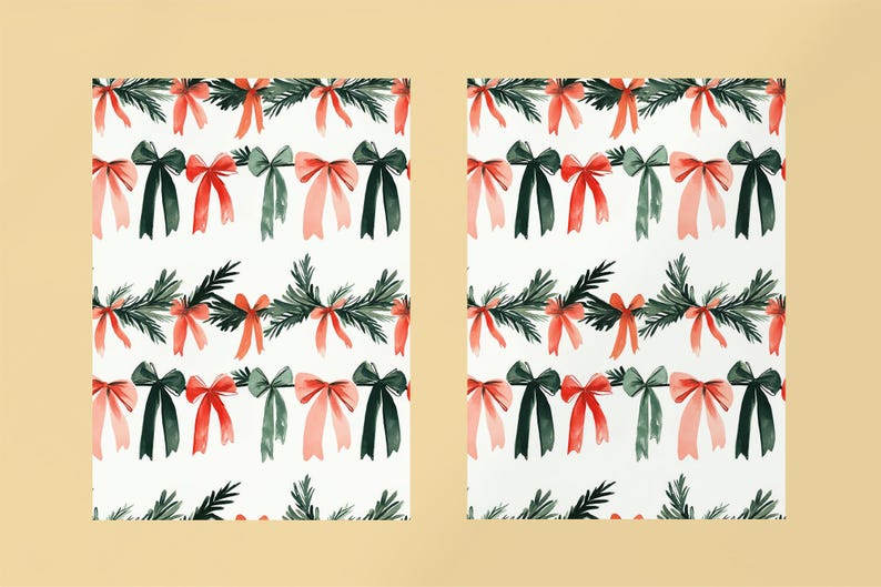 Coquette Christmas Seamless Bows and Ribbons Background, Pink Christmas ...