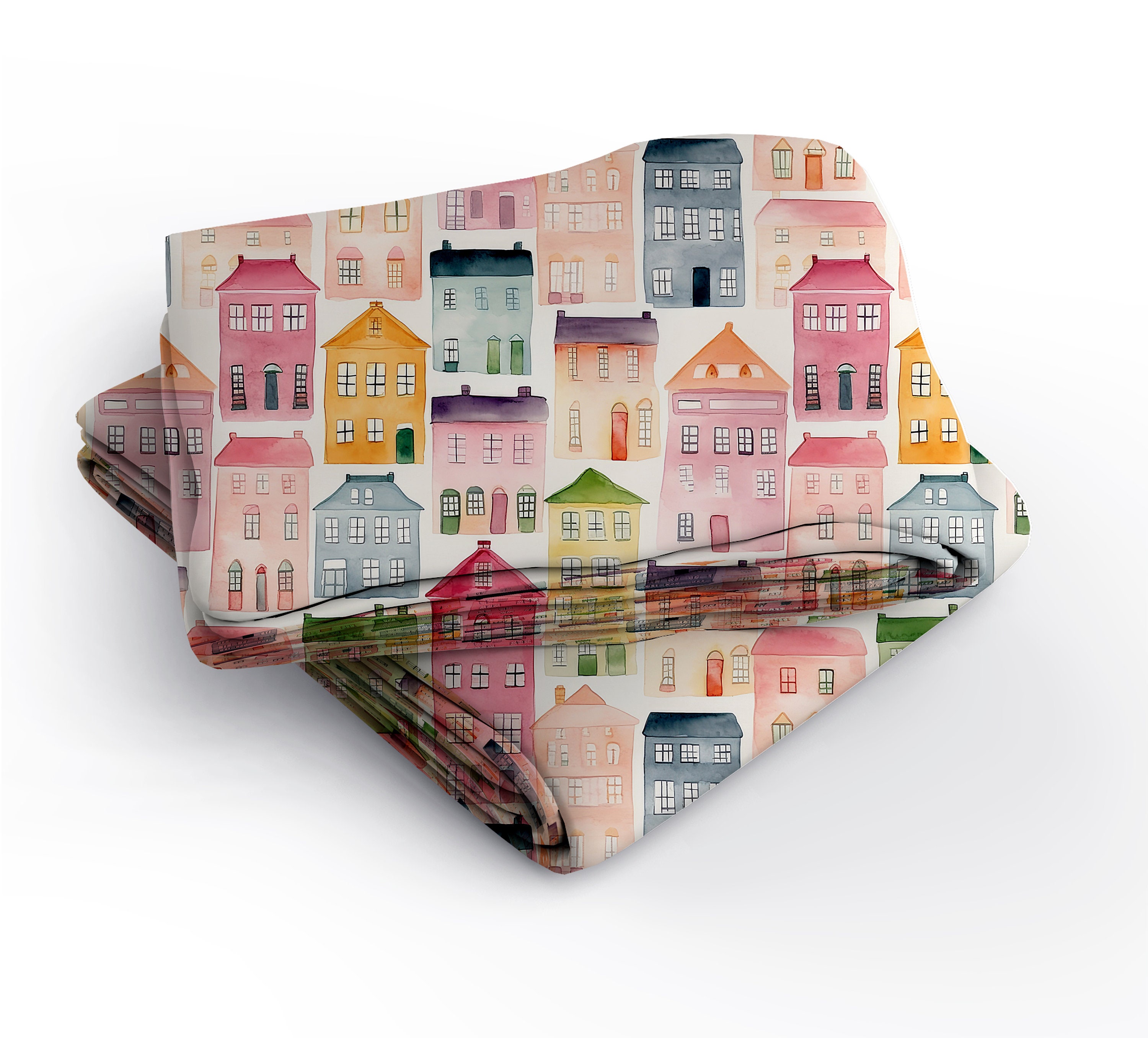 Watercolor Houses Seamless Background, Painted Houses Repeating Pattern ...