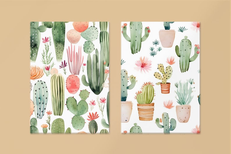 25 Watercolor Cactus Patterns, Seamless Desert Patterns, Cactus Background Patterns, Cactus ...