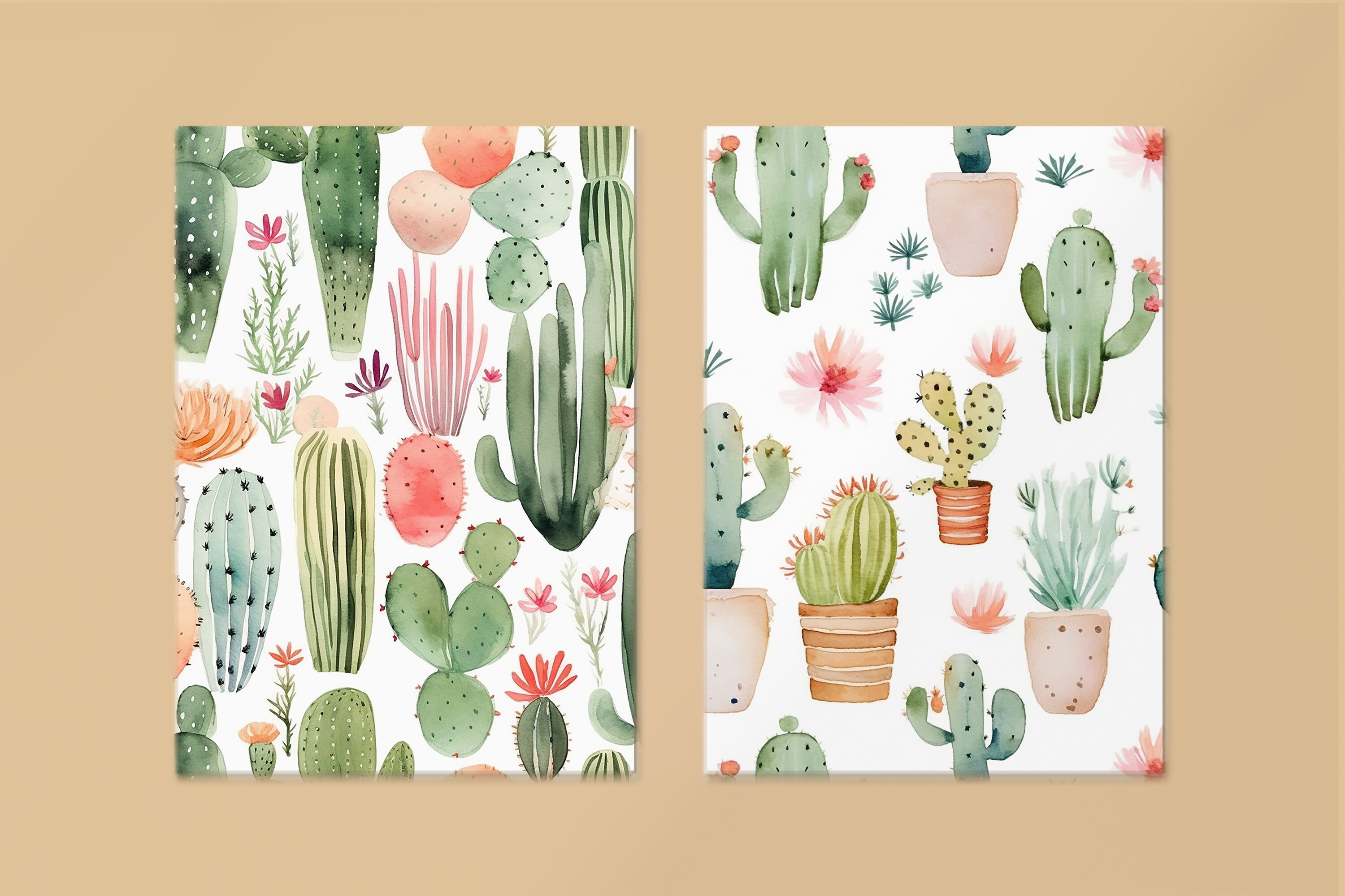 25 Watercolor Cactus Patterns, Seamless Desert Patterns, Cactus ...