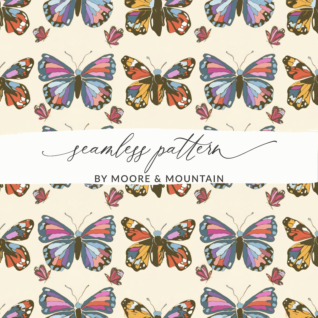 Boho Butterfly Seamless Pattern, Modern Butterflies Seamless Background ...