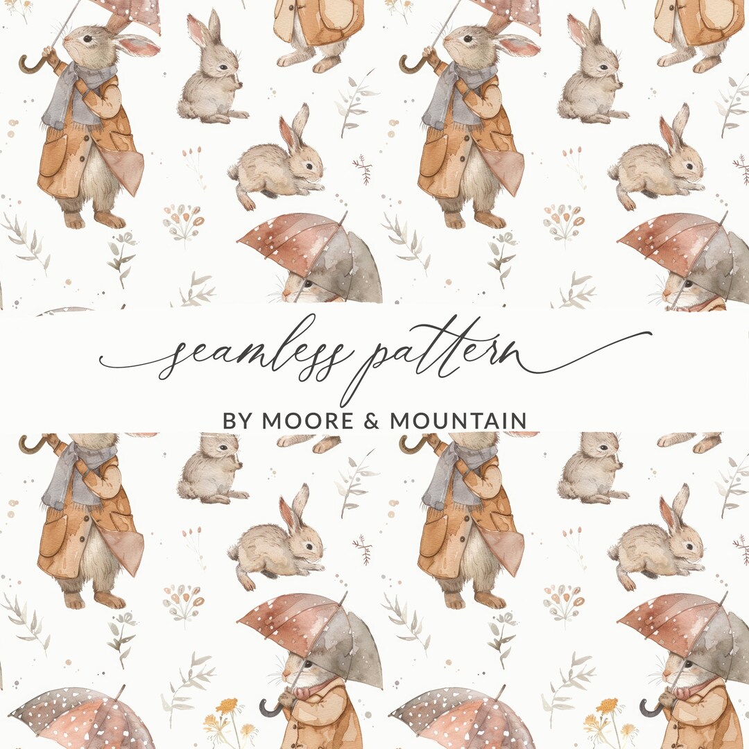 Vintage Rabbit Pattern, Vintage Bunny Seamless Pattern, Spring Rabbit ...