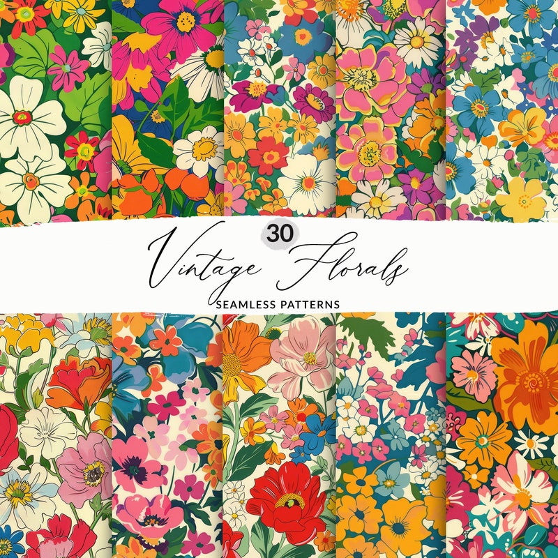 Retro Floral Fabric - Etsy