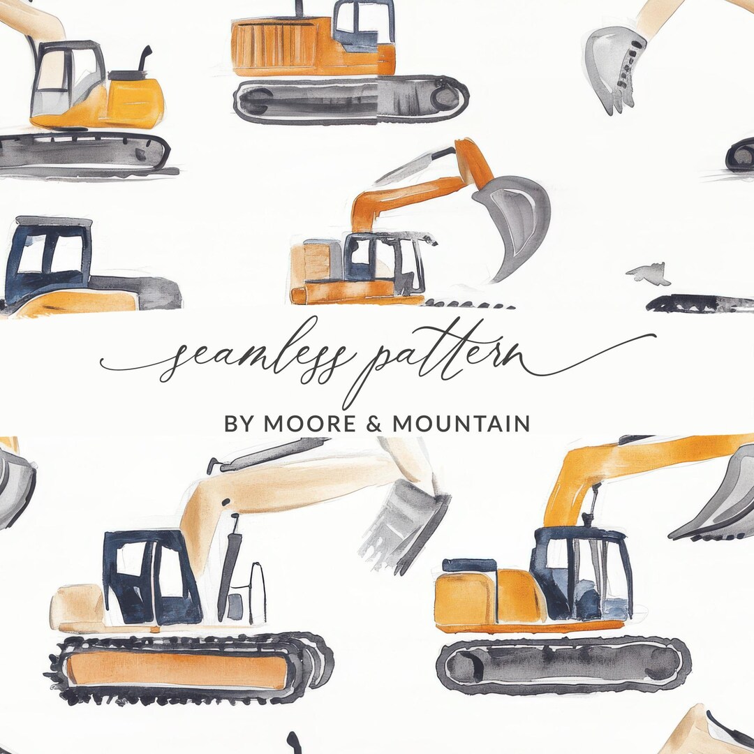 Neutral Construction Seamless Pattern for Boys Excavator Seamless File ...