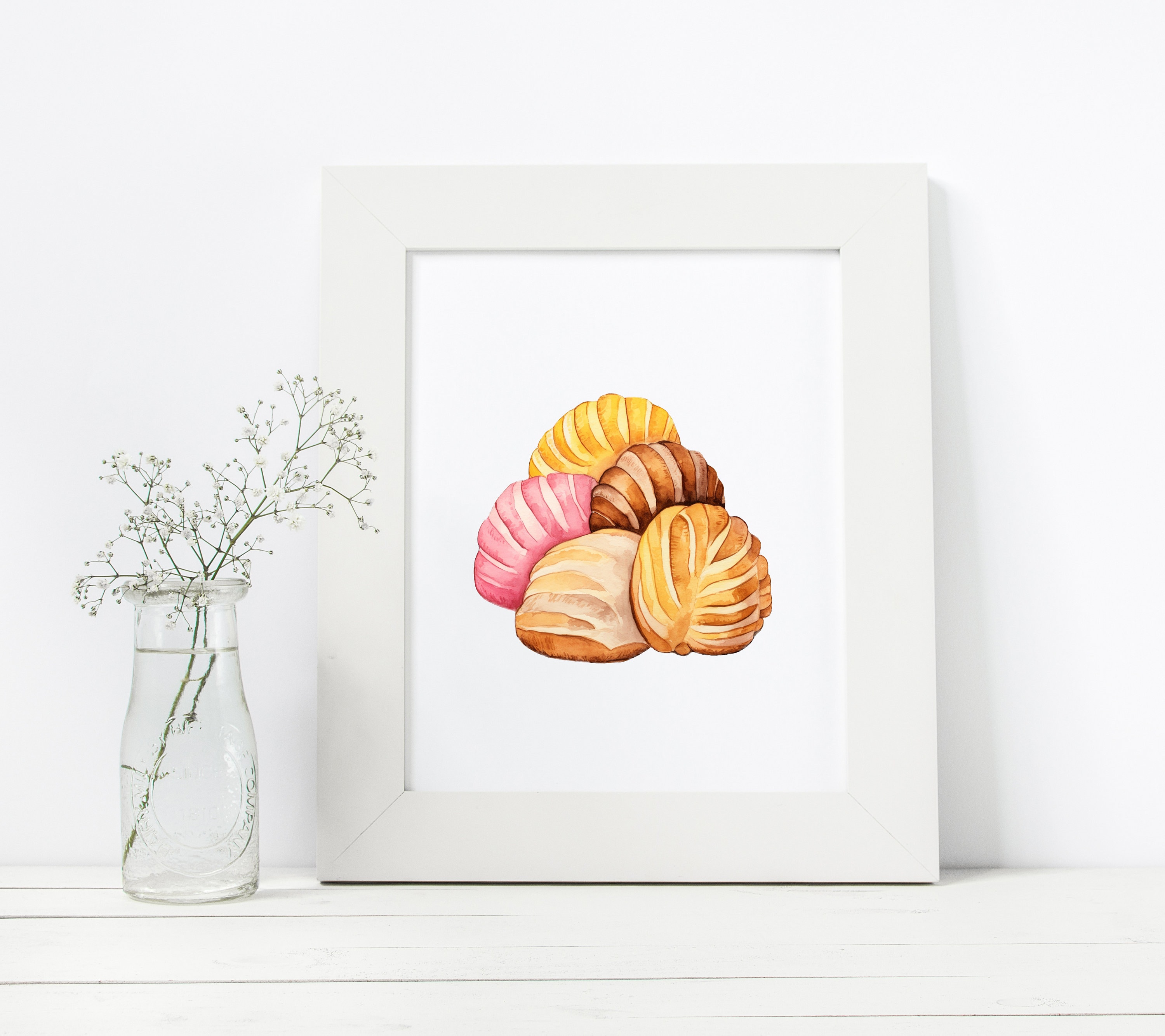 20 Watercolor Conchas Clipart, Pan Dulce, Cute Concha Bread Clip Art ...