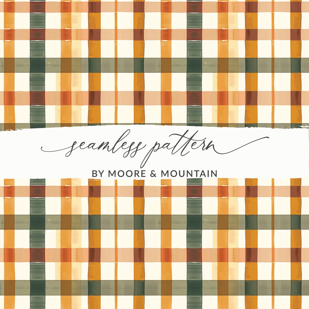 Fall Watercolor Plaid Seamless Pattern Rust Plaid Background Rust ...