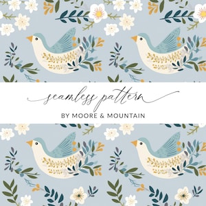Seamless Dove Pattern, Repeating Dove Background, Cute Dove Digital ...